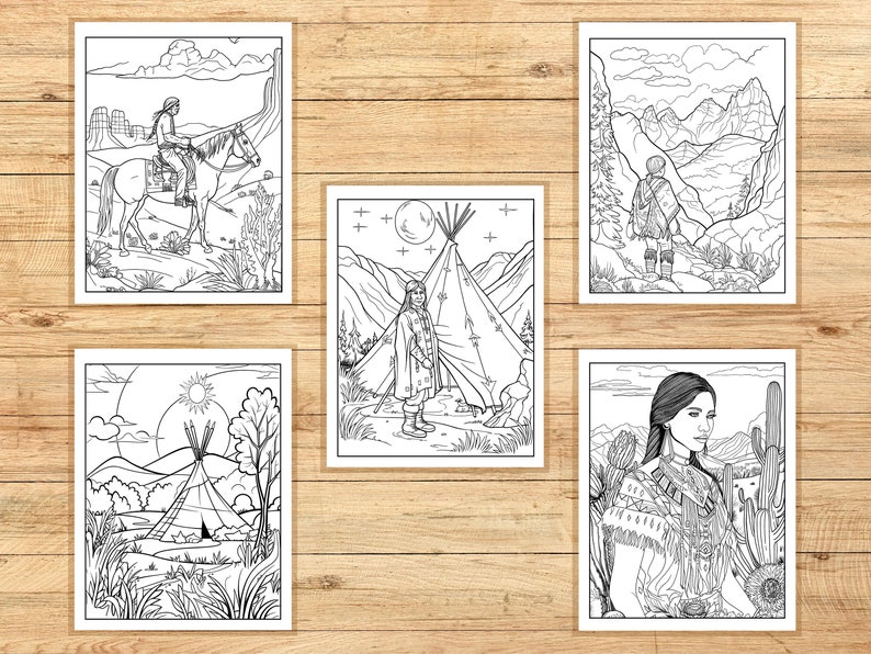 Native Americans Coloring Pages Scene, Landscape, People, Teepee, 10 ...
