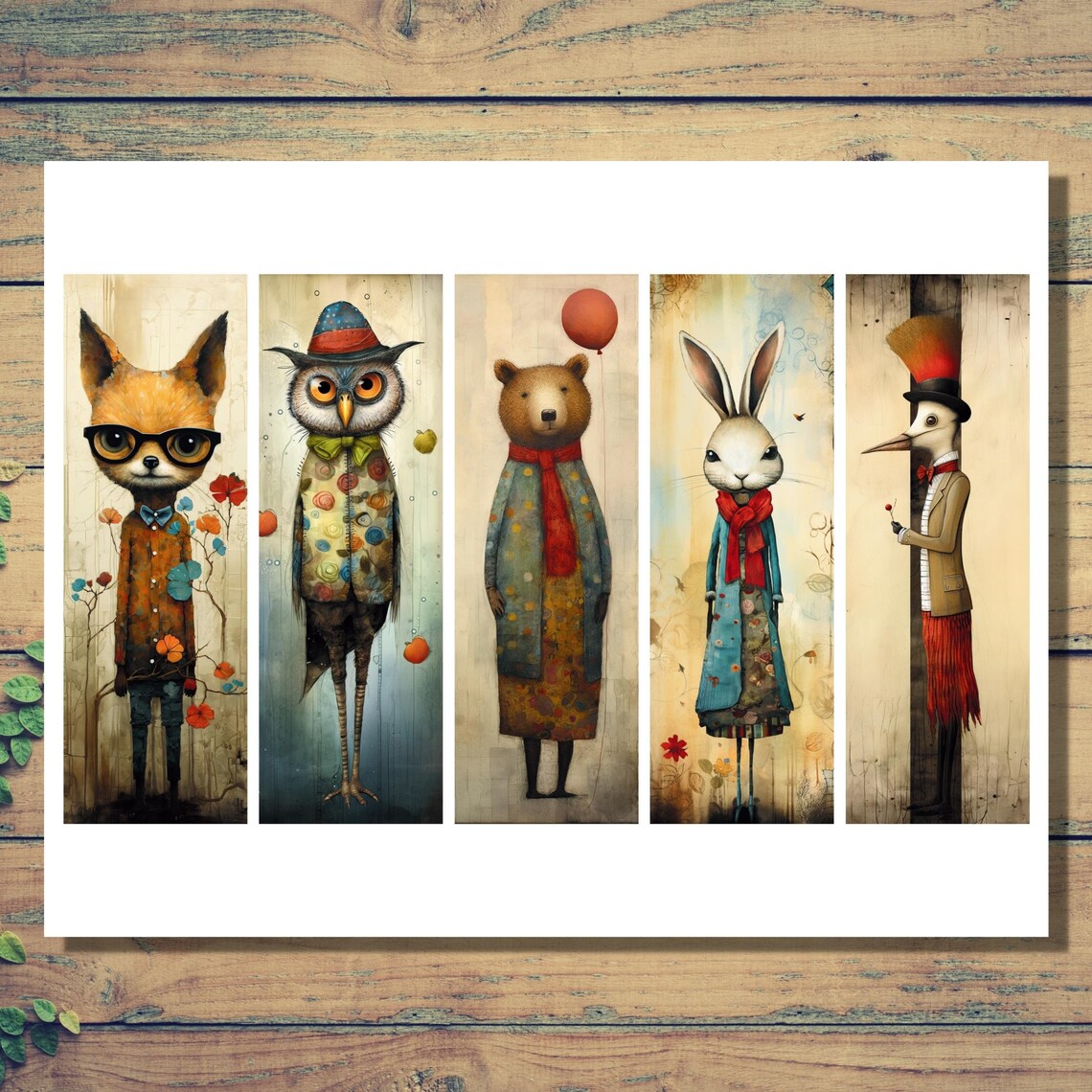 Quirky Animal Printable Bookmark Vintage Paper Bookmark Book Surrealist ...