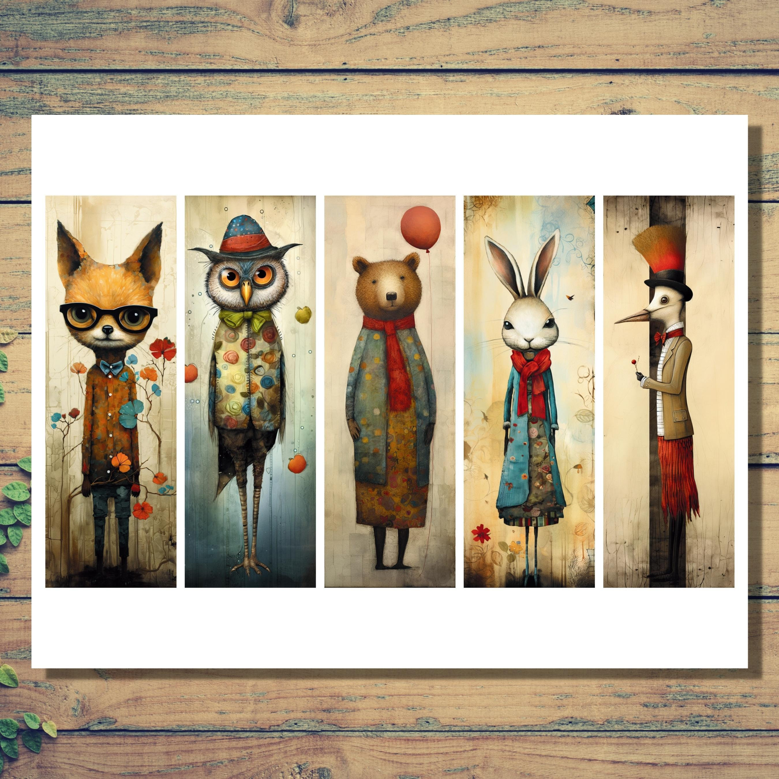 Quirky Animal Printable Bookmark Vintage Paper Bookmark Book Surrealist ...