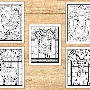 Farm Animal Stained Glass Pattern Coloring Page 20 Printable Pages JPEG ...