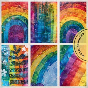 Painted Rainbow Journal Half Papers Colorful Printable Pages Rainbow ...