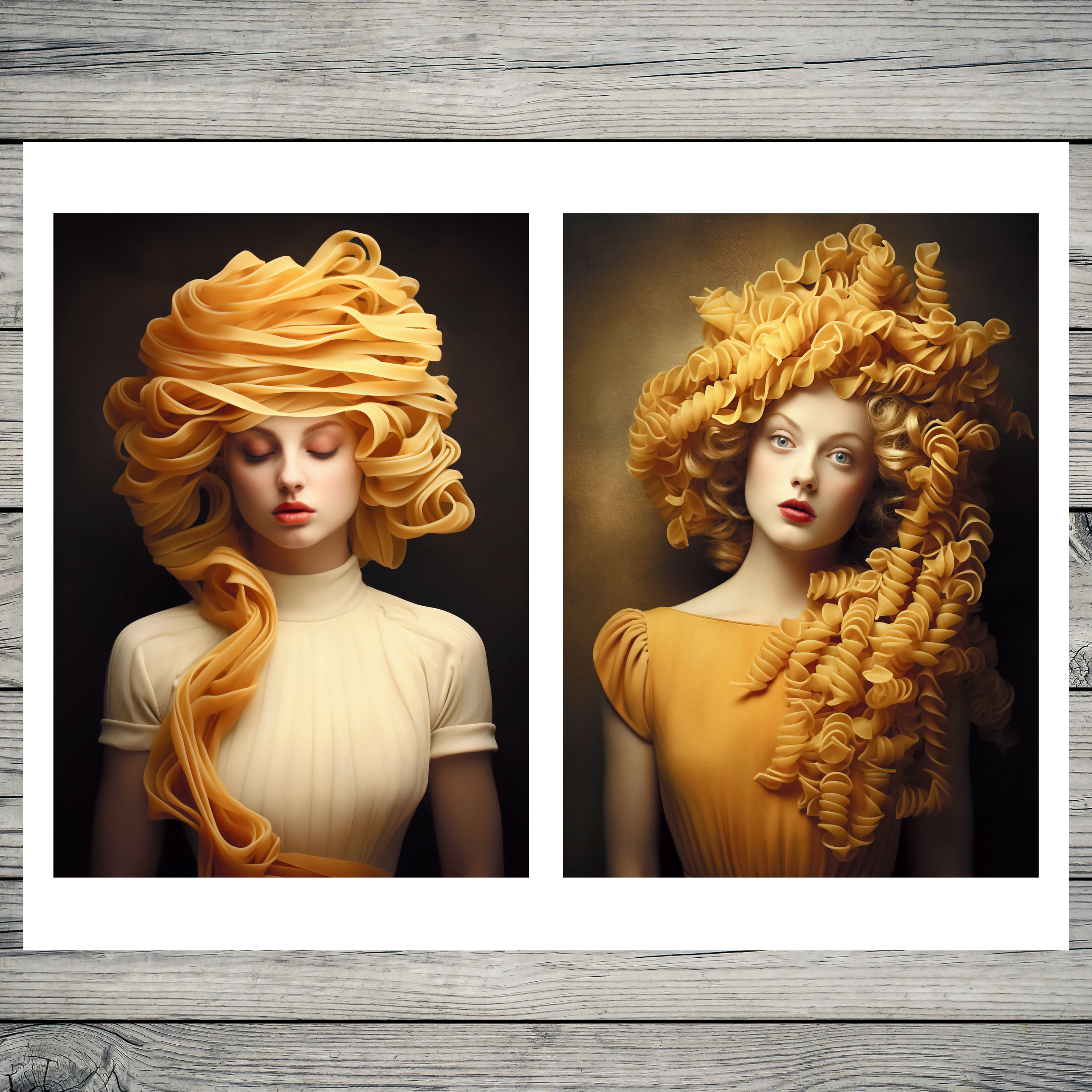 Pasta Printable Junk Journal Cards ATC Card Making Surreal Art Woman ...