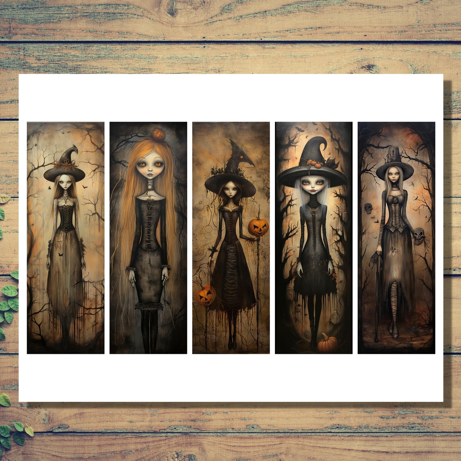 Halloween Gothic Witch Bookmarks Printable Spooky Halloween Gothic ...