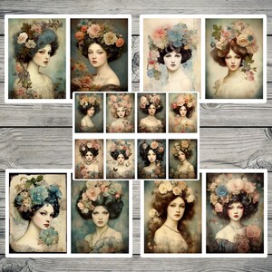 Victorian Women Printable Junk Journal Cards ATC Card Making Crafting ...