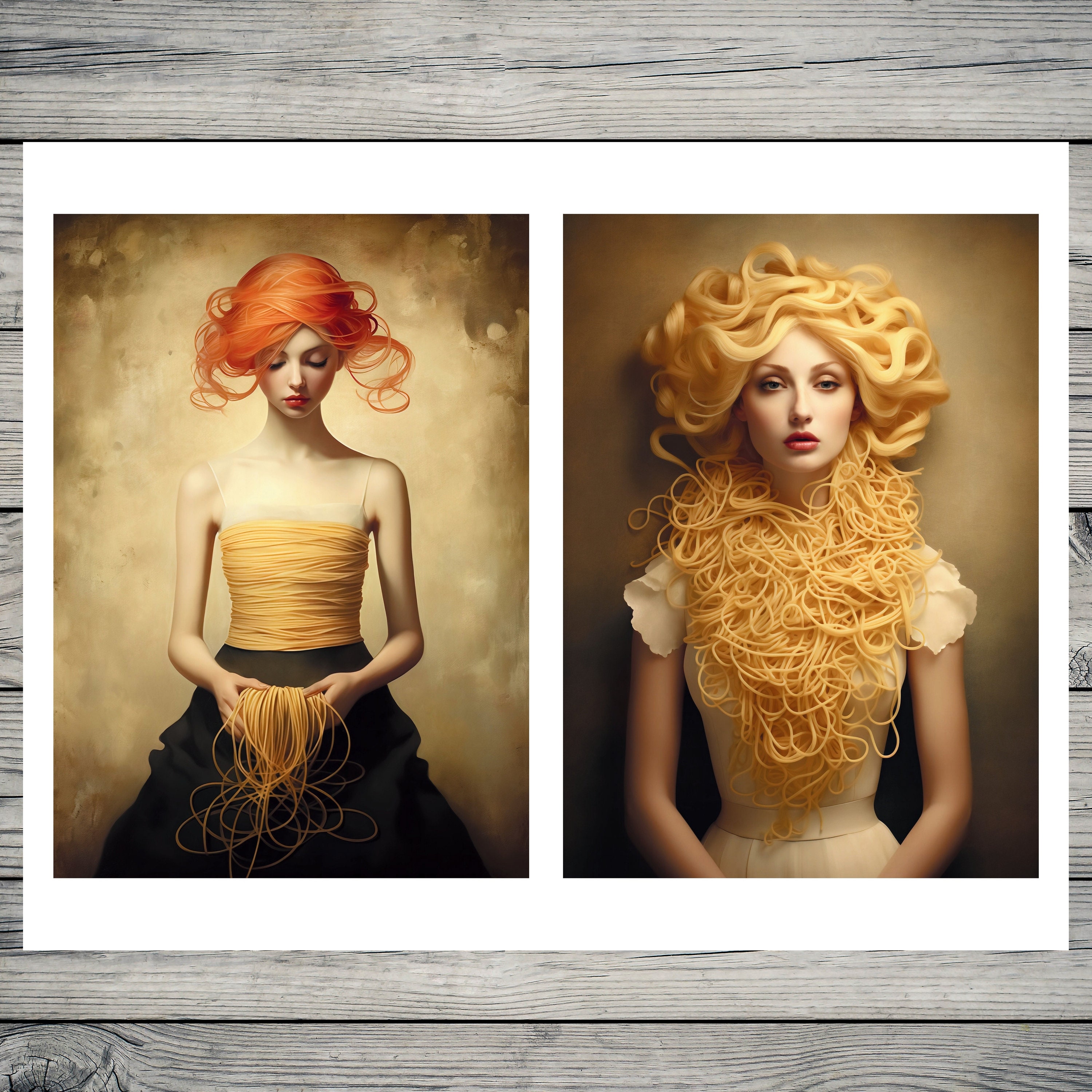 Pasta Printable Junk Journal Cards ATC Card Making Surreal Art Woman ...