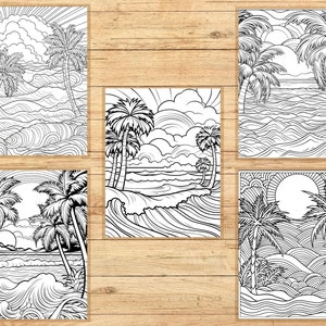 Ocean Waves Coloring Pages, 10 Printable Ocean Themed Pages, Beach ...
