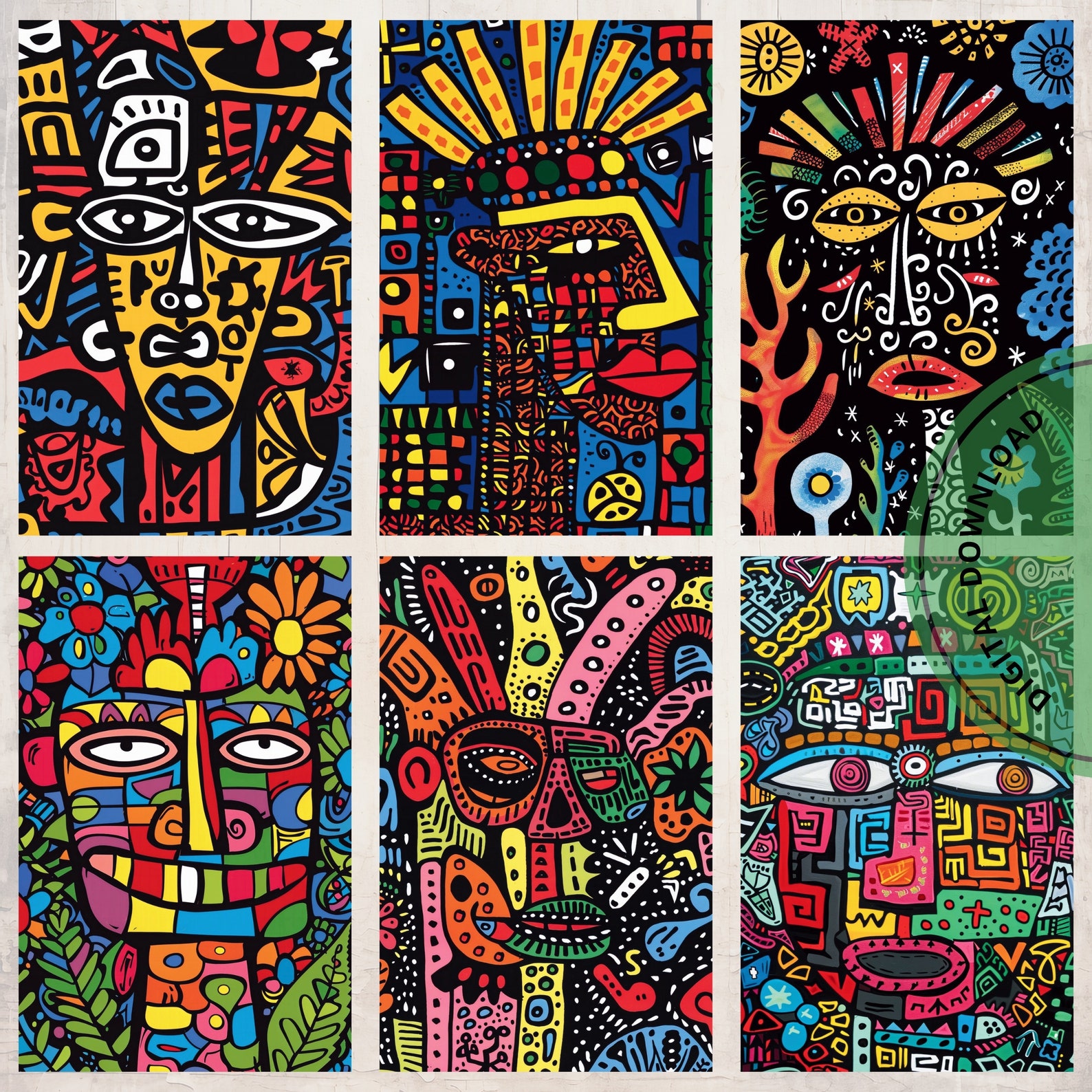 Colorful Portrait African Pattern Journal Half Papers Printable Pages ...