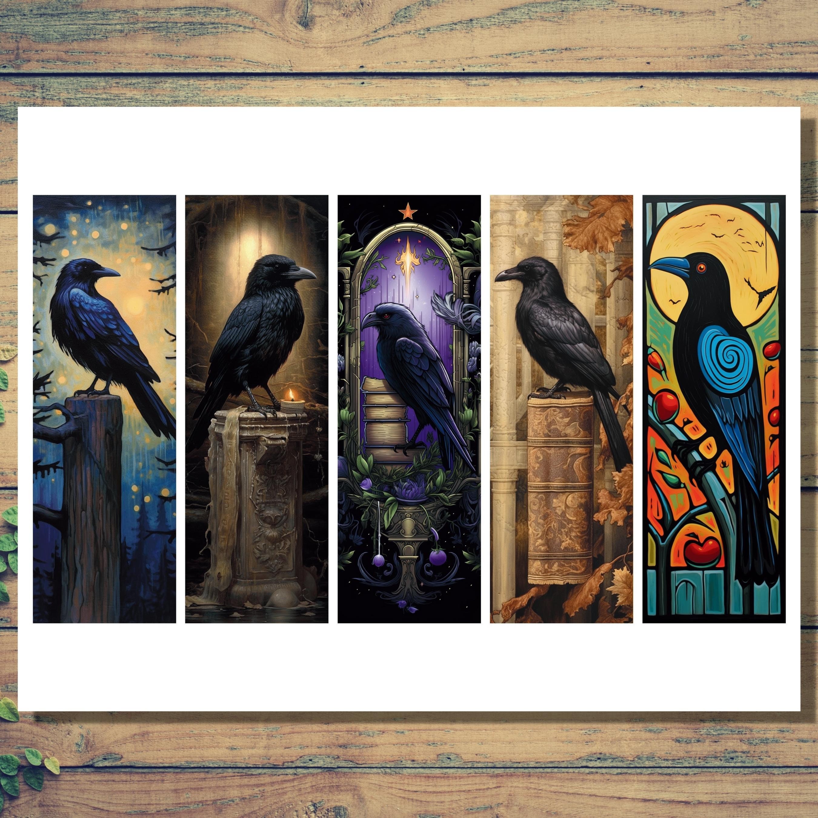 Raven Bookmark Printable Bookmarks Dark Academia Crow Mystic - Etsy