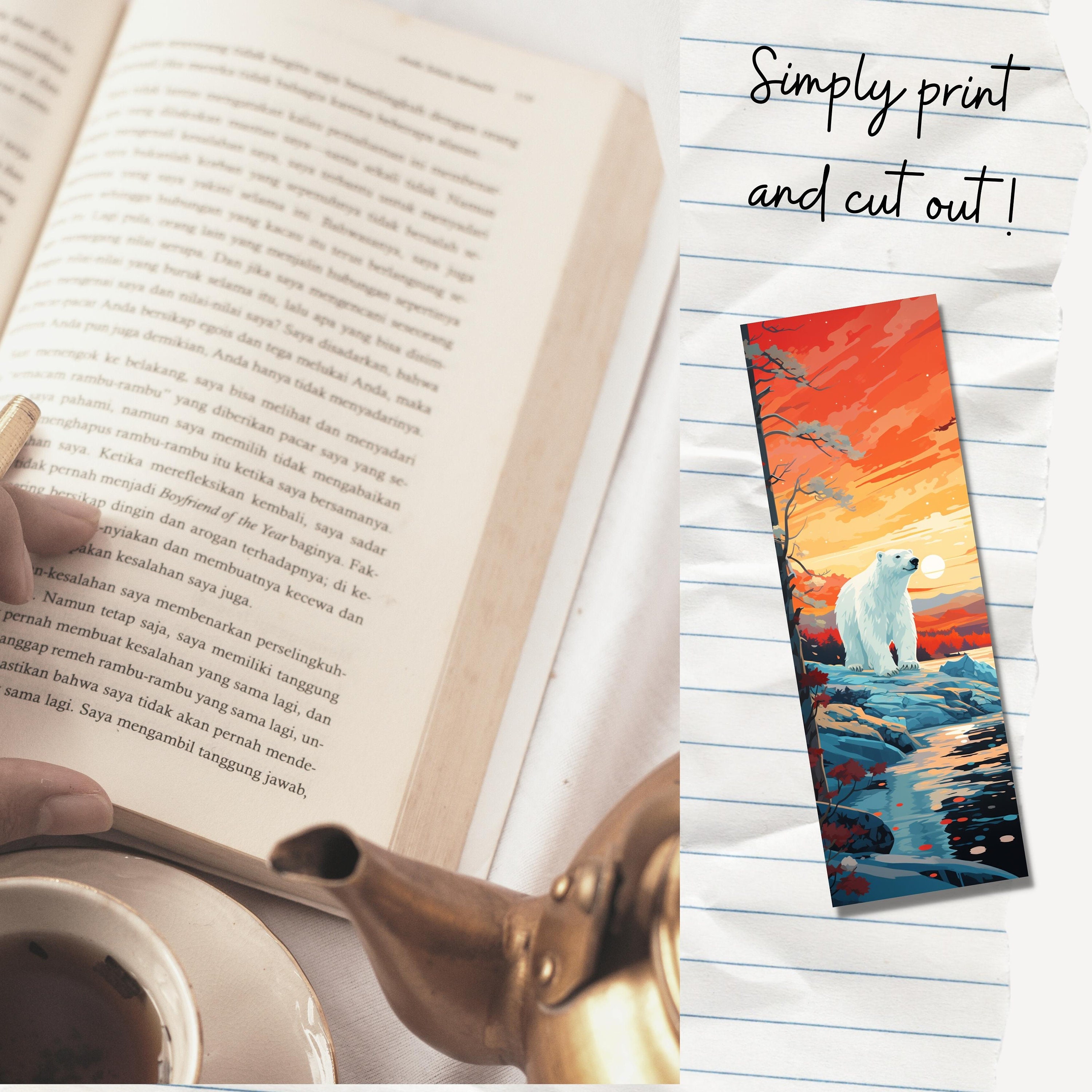 Polar Bear Printable Bookmarks Winter Animal Bookmark Printable ...