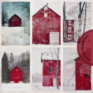 Winter Red House Red Barn Journal Half Papers Printable Page Winter ...