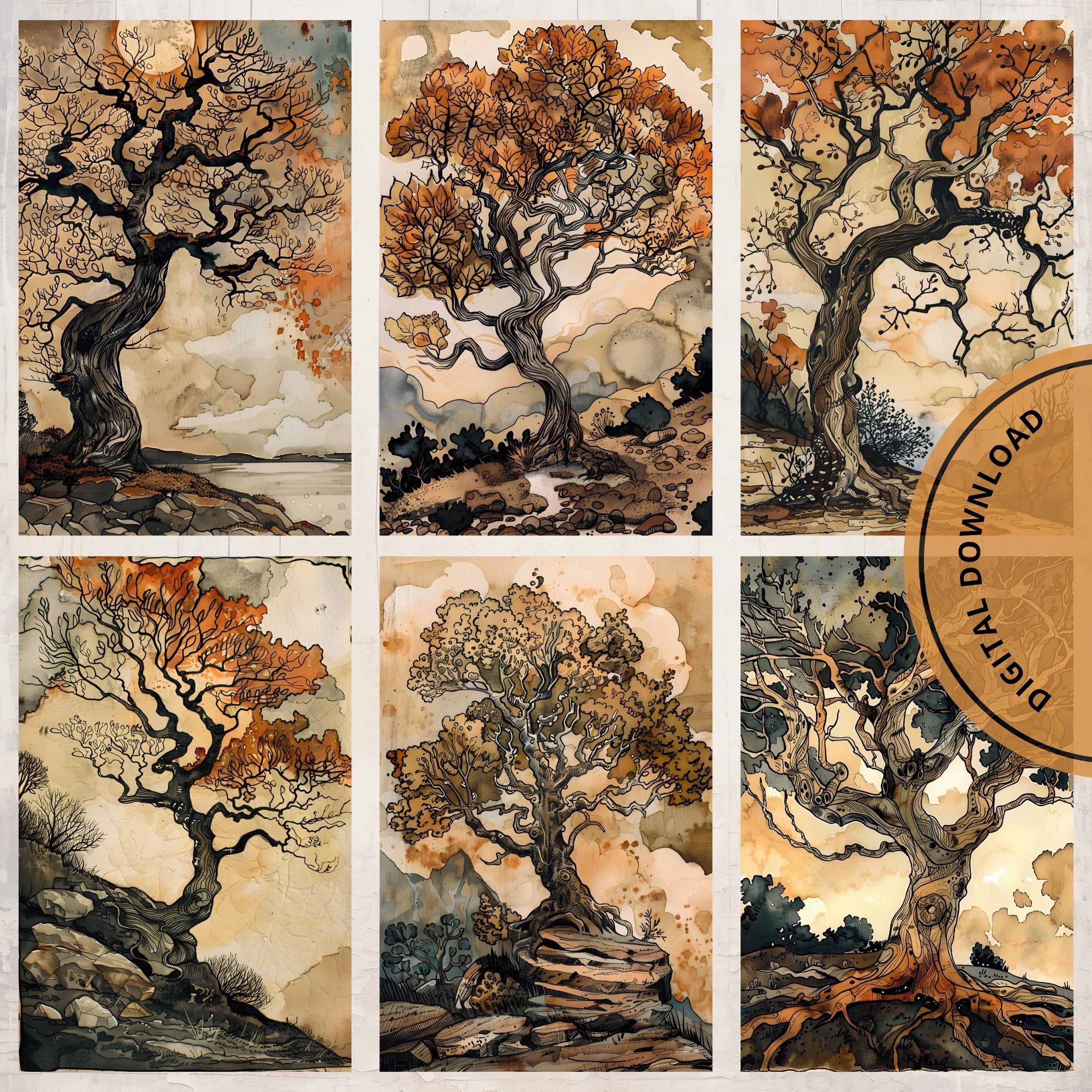 Earthy Tree Journal Half Papers Tree Printable Pages Scrapbooking ...