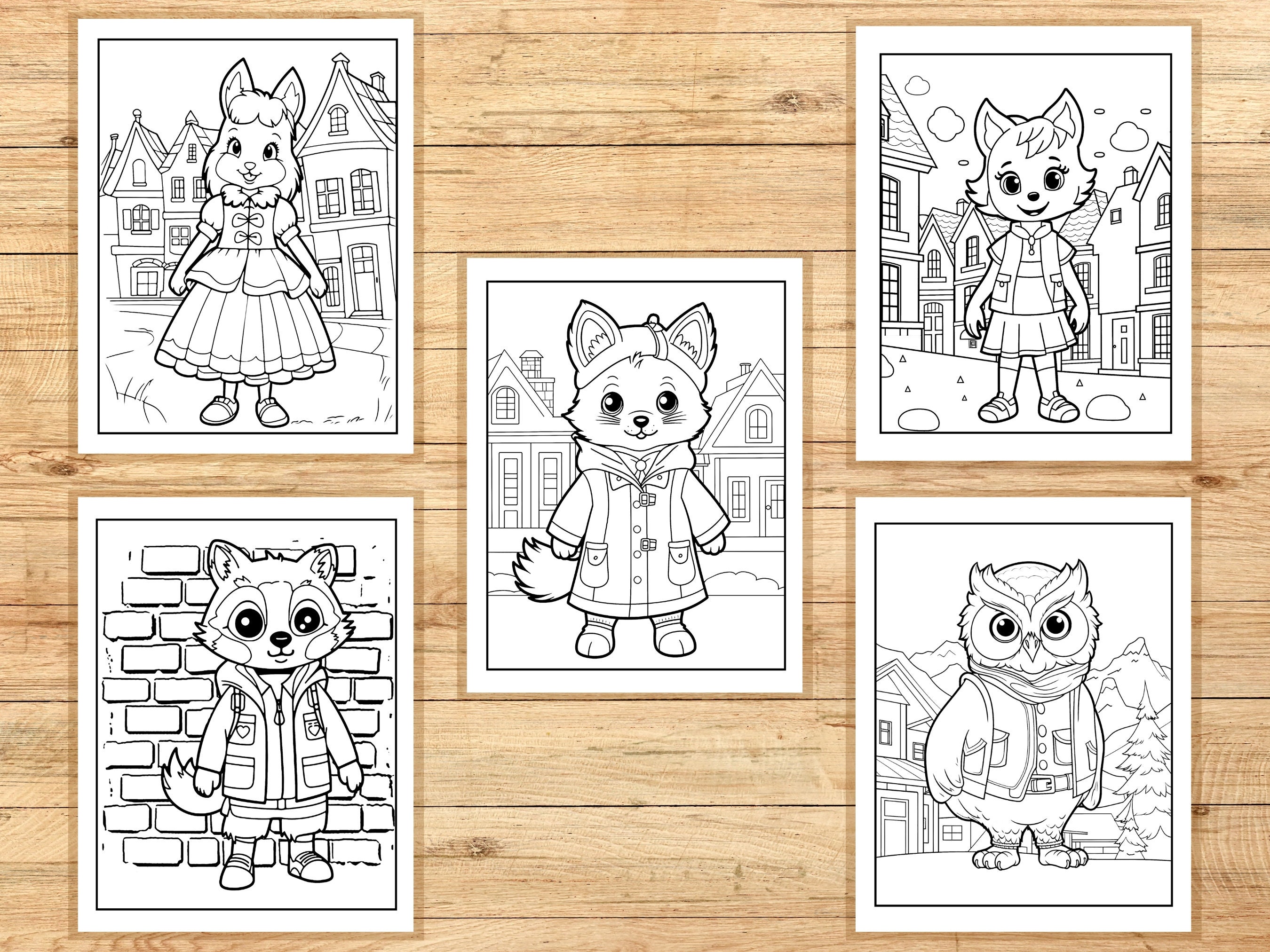 Anthropomorphic Animals in Clothes Coloring Pages 20 Printable Pages ...