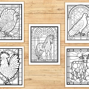 Farm Animal Stained Glass Pattern Coloring Page 20 Printable Pages JPEG ...