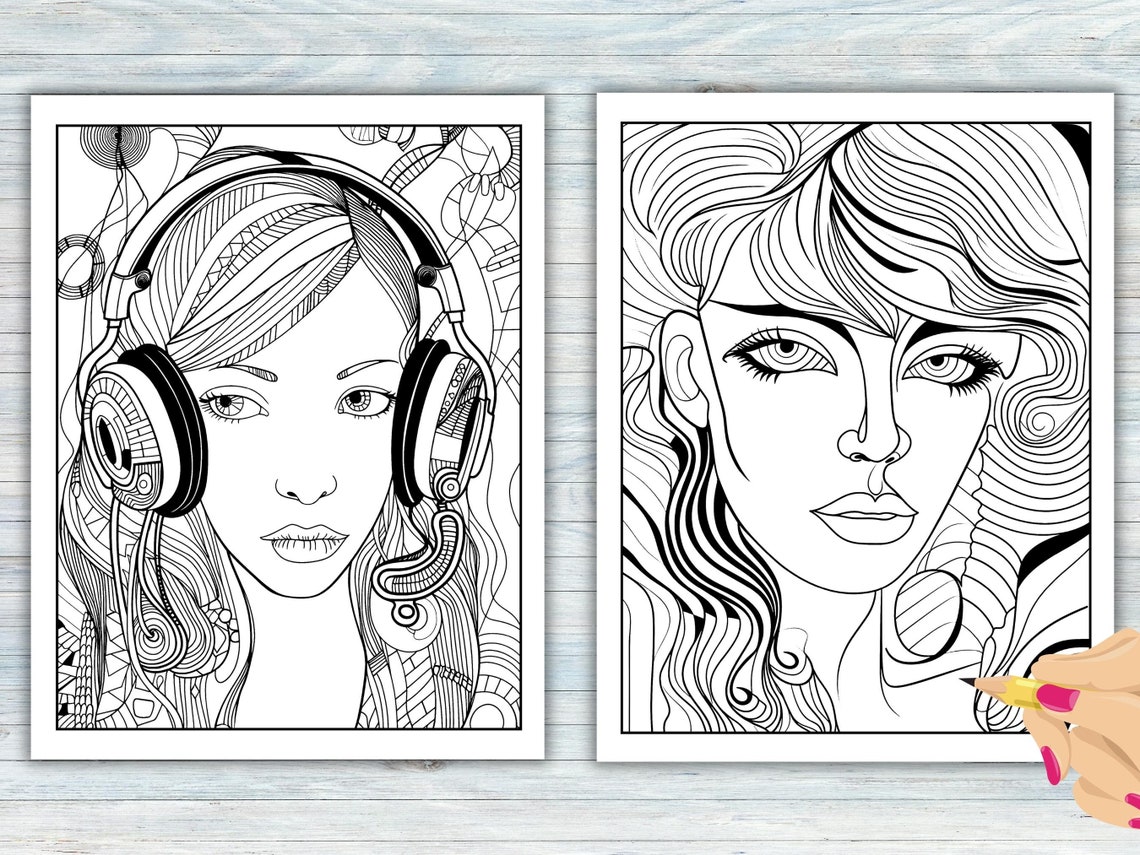 Abstract Girl Coloring Page, 5 Printable Coloring Pages, Abstract ...
