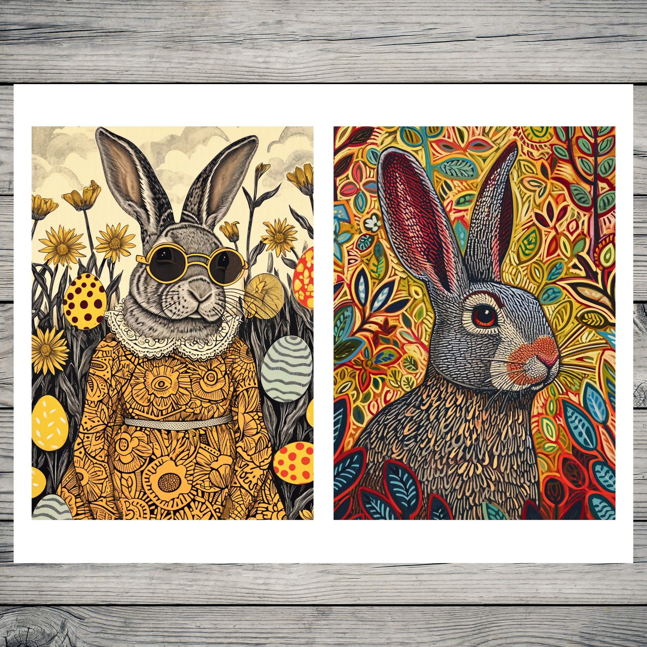 Spring Rabbit Printable Junk Journal Cards ATC Card Making Rabbit ...