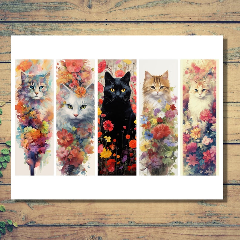 Watercolor Cat Bookmark Printable Bookmarks Cute Kitten Cat Bookmarks ...