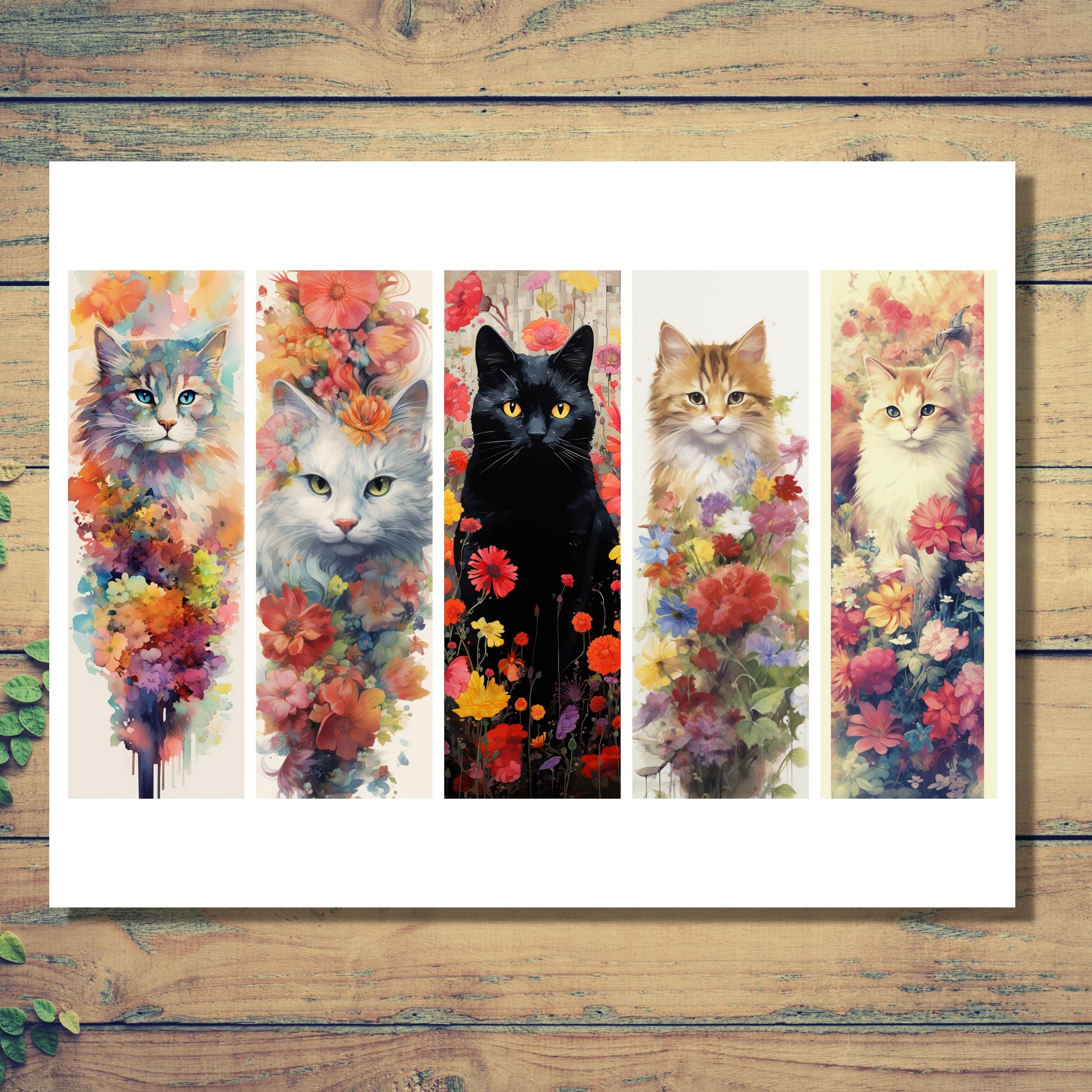 Watercolor Cat Bookmark Printable Bookmarks Cute Kitten Cat Bookmarks ...
