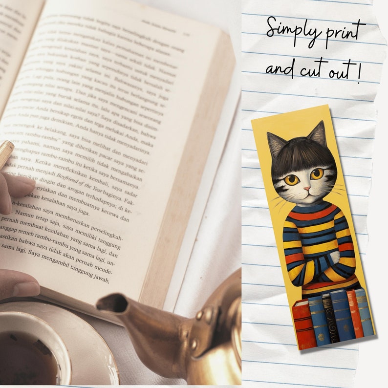 Funny Cat Bookmark Printable Bookmarks Cute Kitty Kitten Cat Bookmark ...