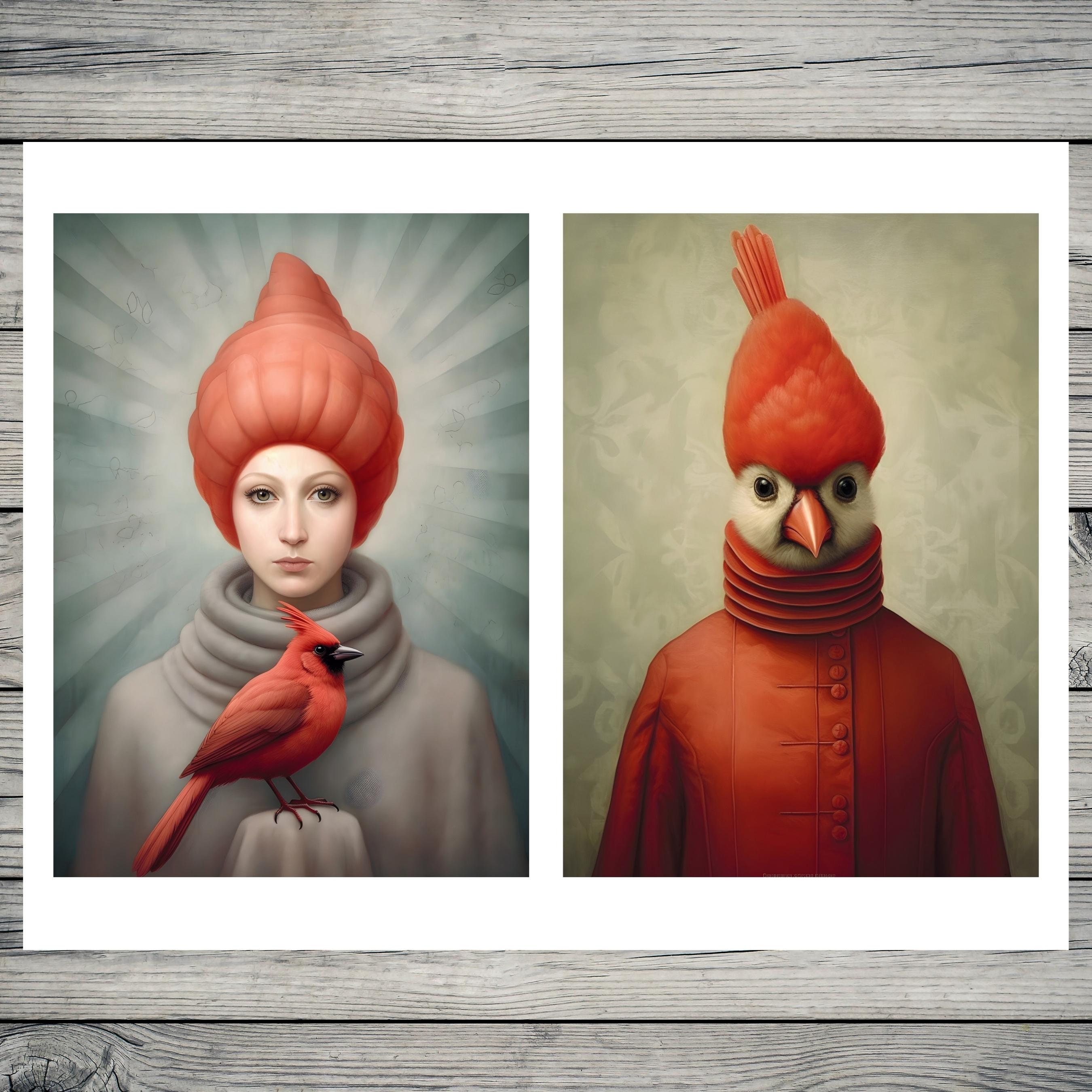 Northern Cardinal Printable Junk Journal Cards ATC Card Making Surreal ...