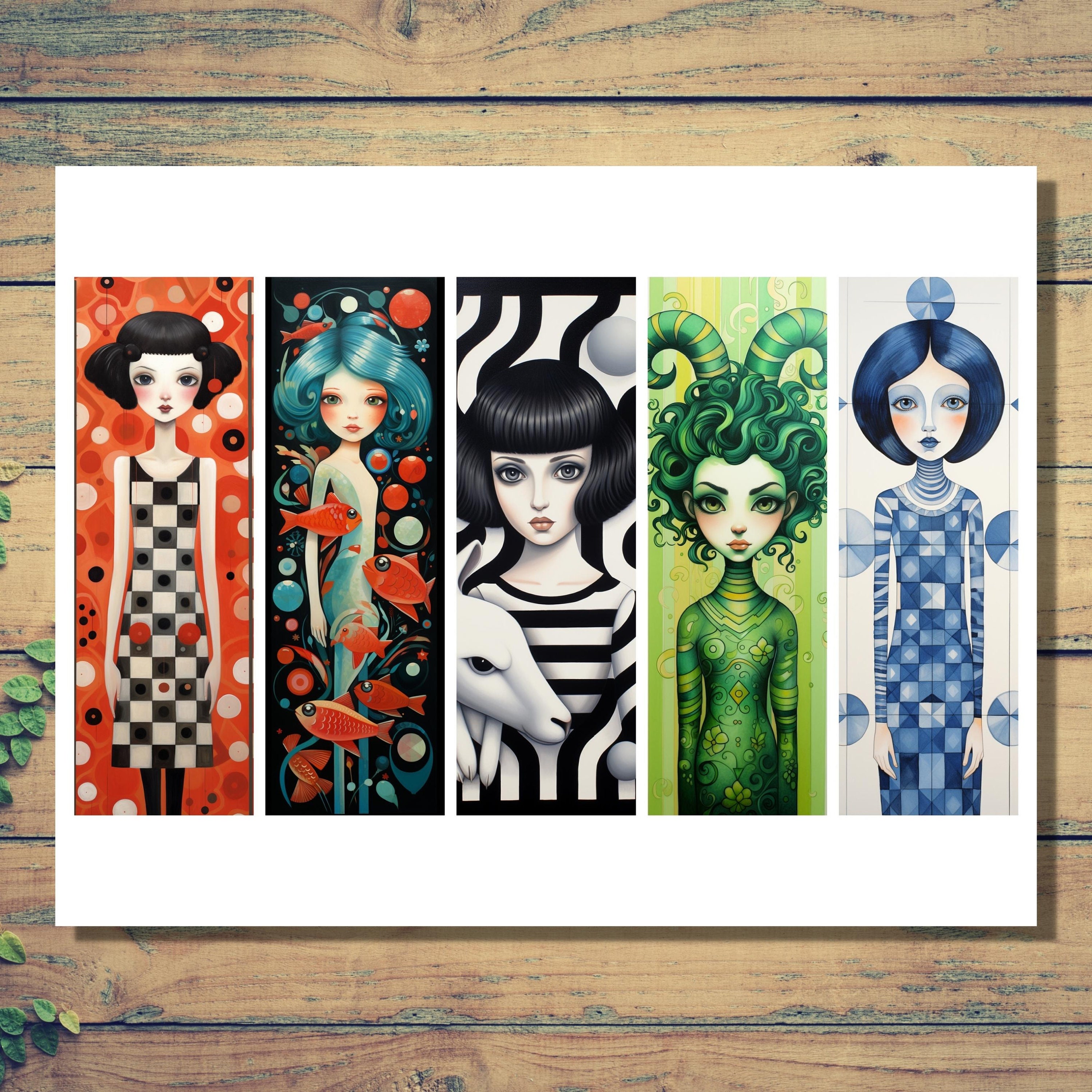 Surreal Women Printable Bookmarks Abstract Geometric Pattern - Etsy