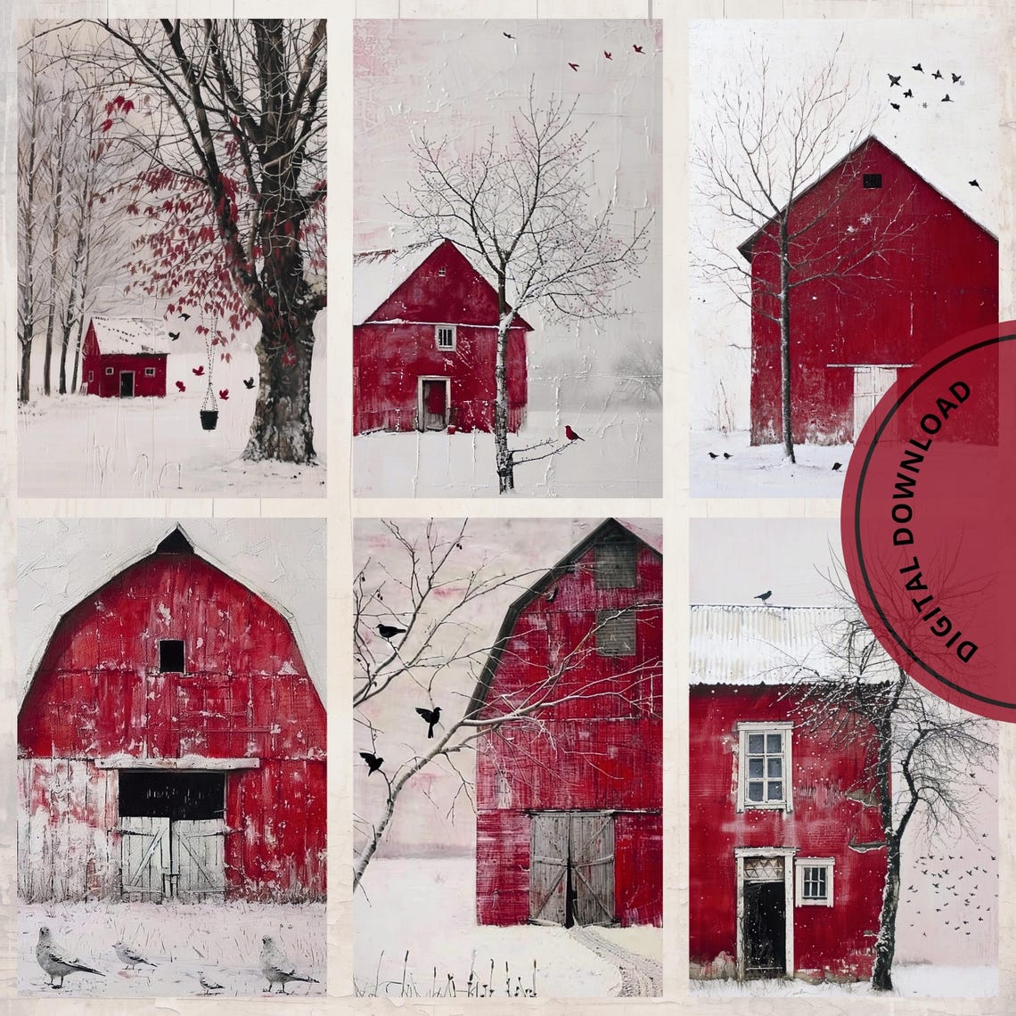 Winter Red House Red Barn Journal Half Papers Printable Page Winter ...
