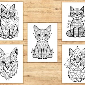 Zentangle Cat Coloring Pages, 10 Printable Pages for Relax & Stress ...