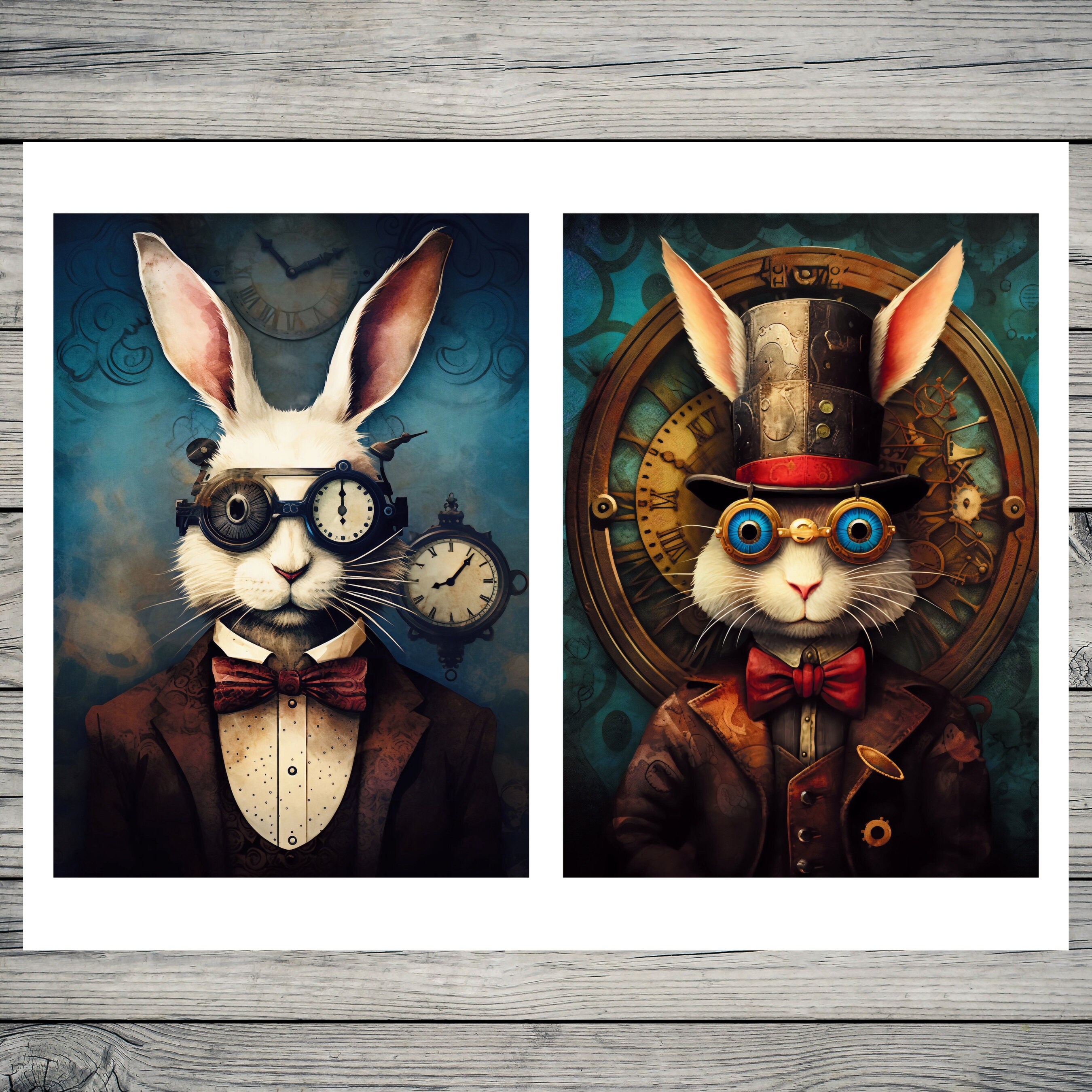 Steampunk Rabbit Printable Junk Journal Cards ATC Card Making Rabbit ...