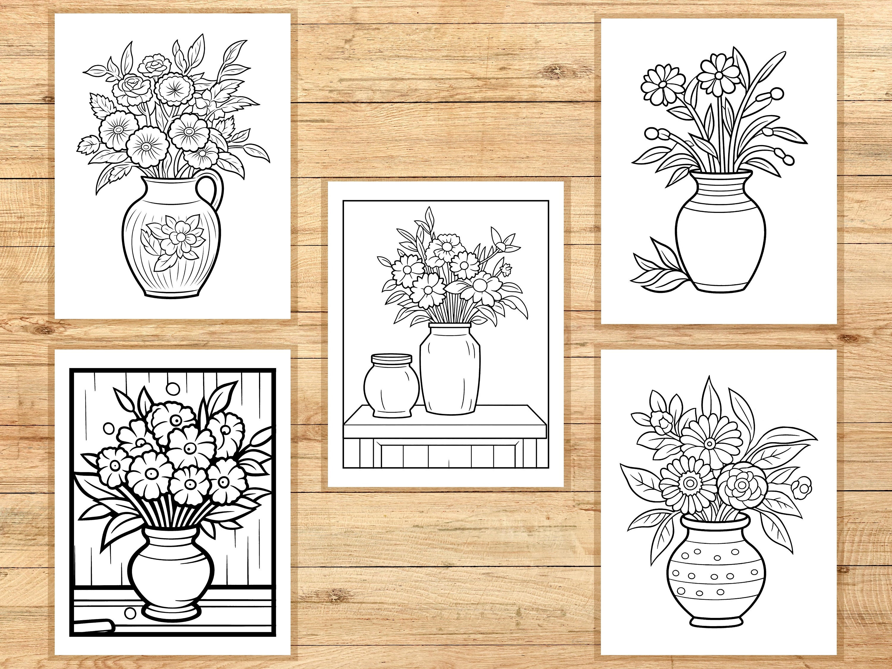 Still Life Coloring Pages Bowl of Fruit & Flowers, 20 Printable Pages ...