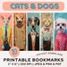 Cats and Dogs Bookmarks Printable Bookmark Funny Colorful Bookmark ...