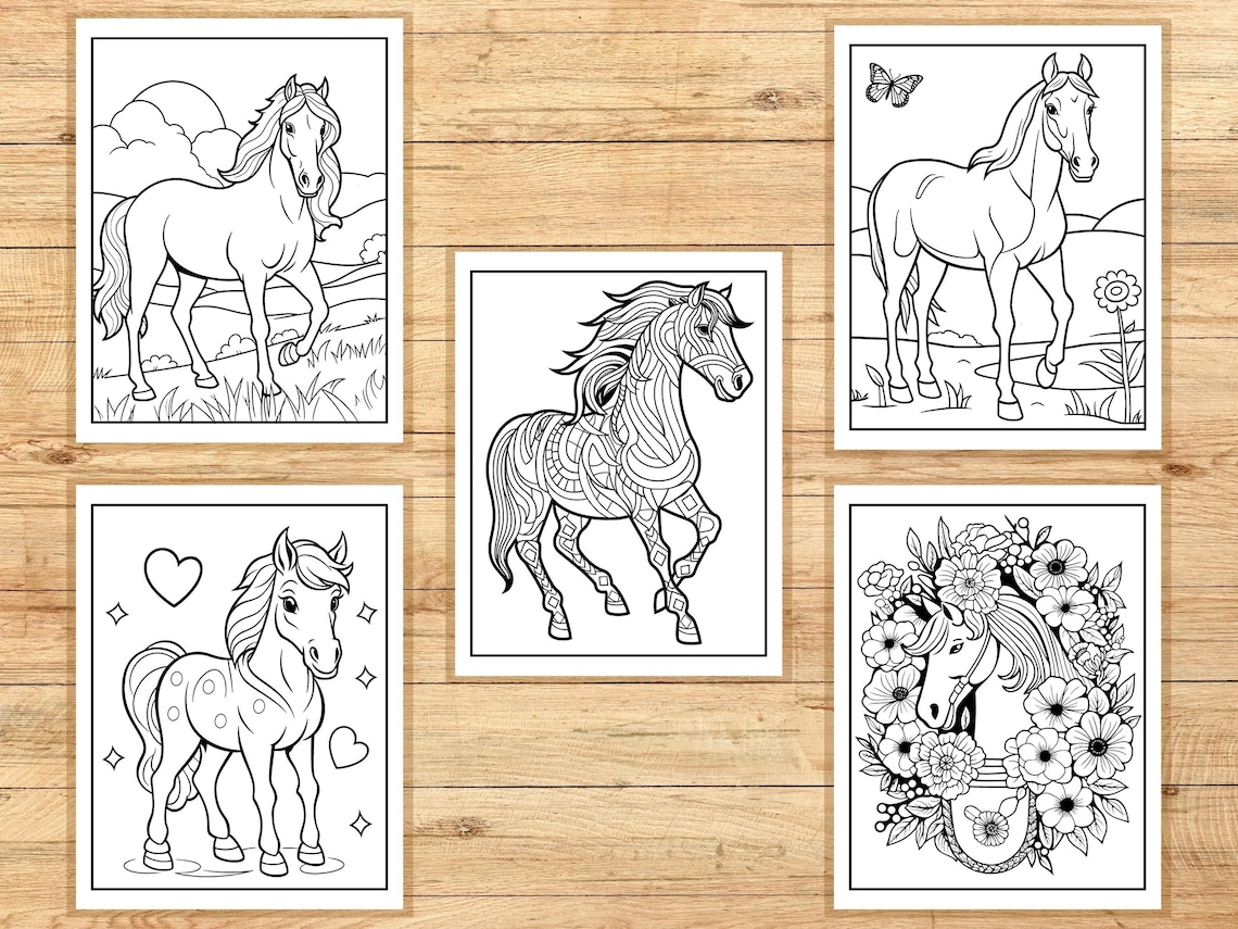 Horses Coloring Pages, 20 Printable Pages for Girls Horses Coloring ...