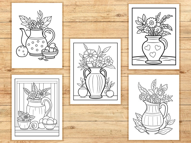 Still Life Coloring Pages Bowl of Fruit & Flowers, 20 Printable Pages ...