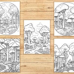 Tree Coloring Page, 15 Printable Coloring Pages, Forest Scenery Tree ...