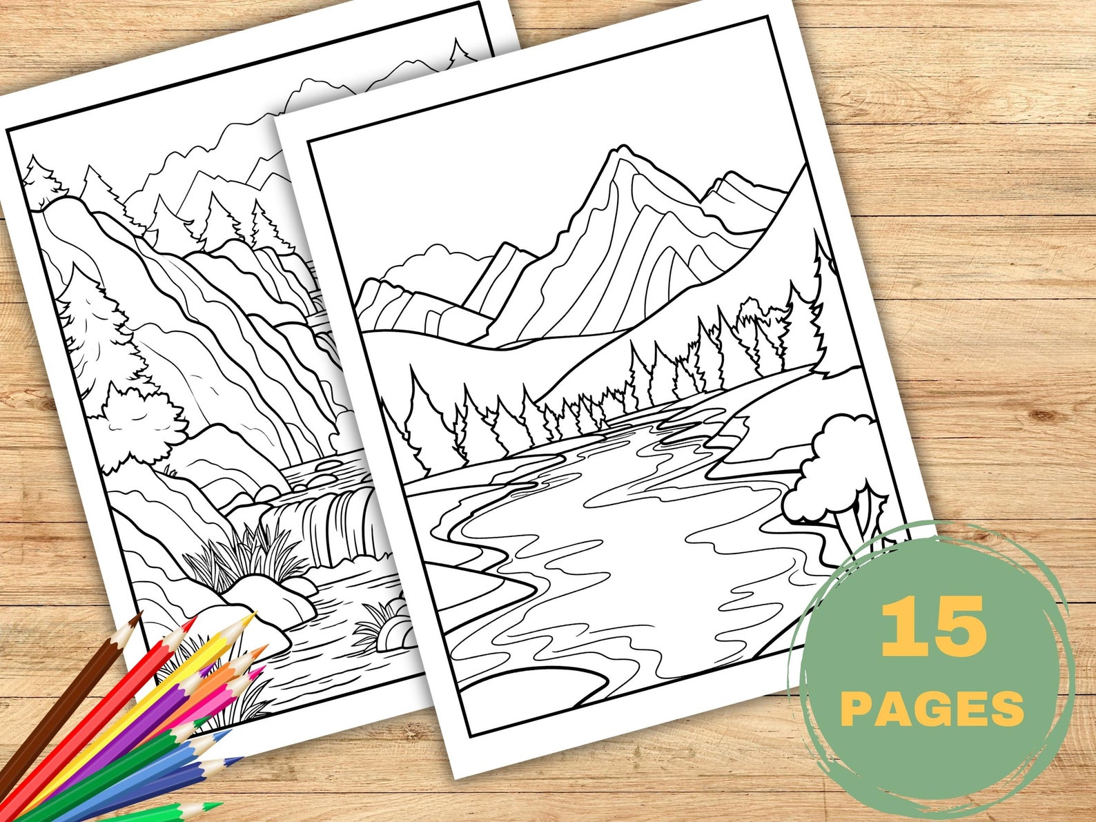 Minimalist Landscape Coloring Pages, 15 Printable Coloring Pages, PDF ...