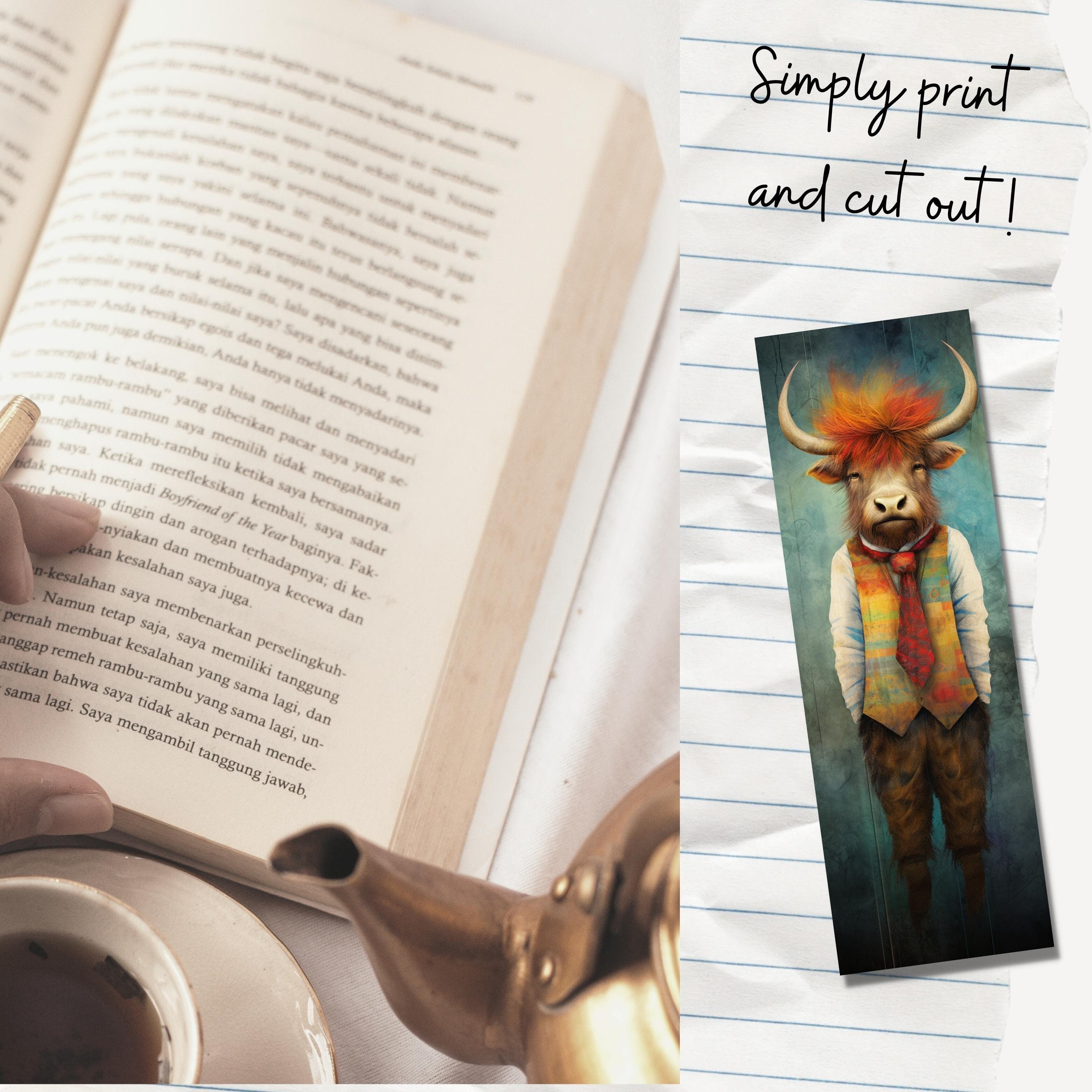 Highland Cow Bookmarks Printable Bookmark Whimsical Animal Art - Etsy