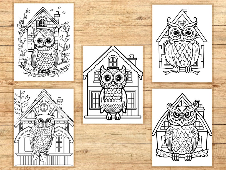 Owl and House Coloring Page, 12 Printable Coloring Pages for Kids and ...