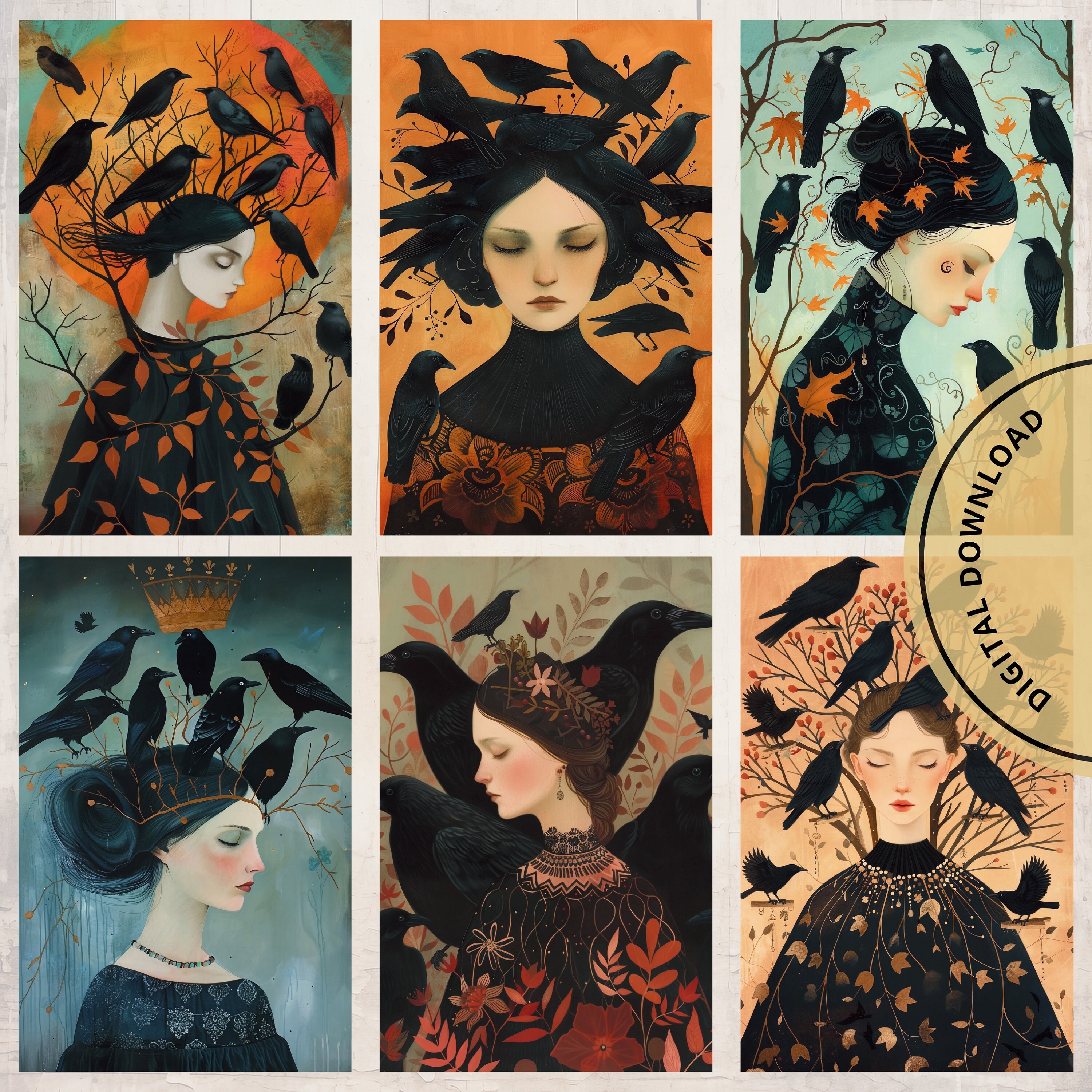 Crow Queen Journal Half Papers Printable Pages Raven Ephemera ...