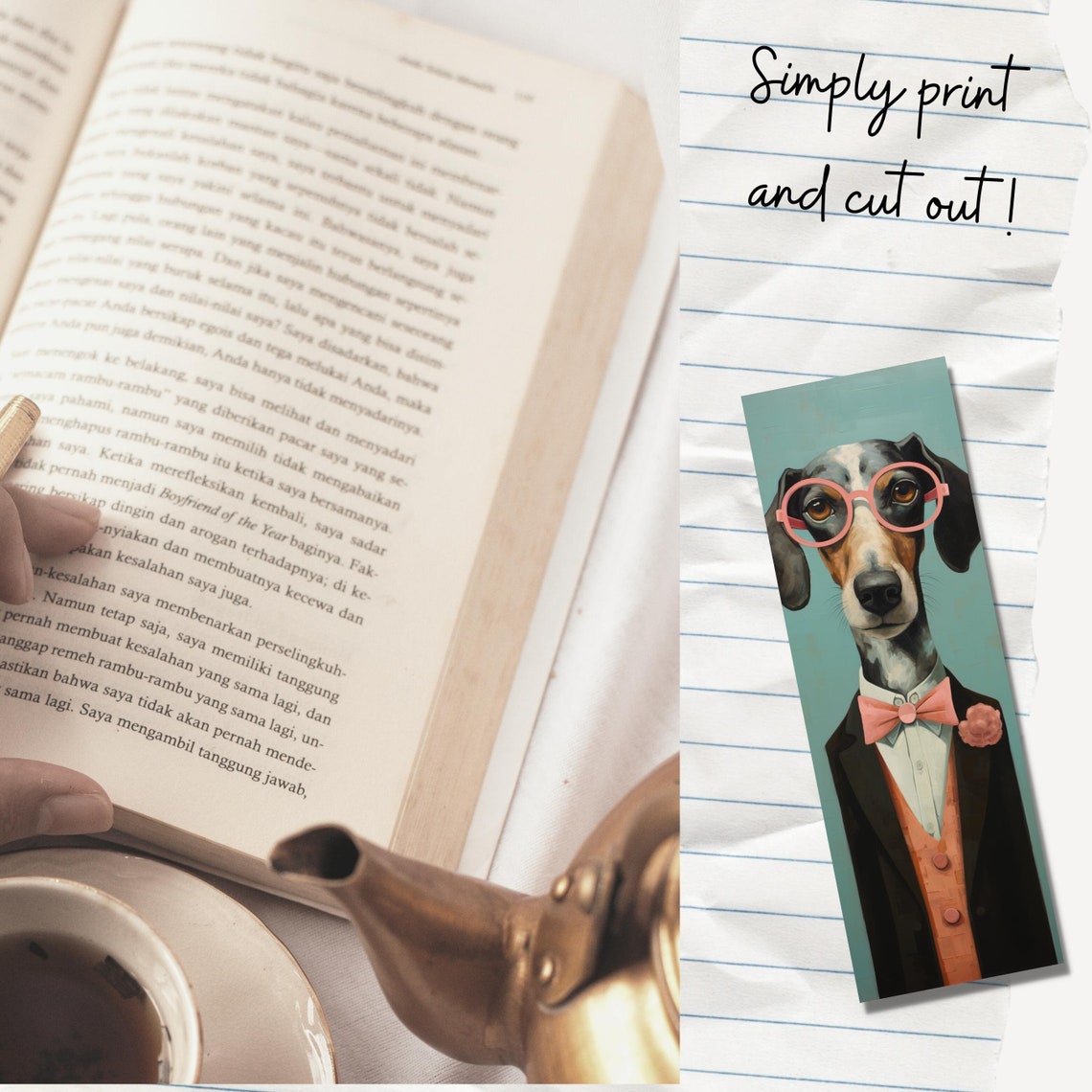 Cats and Dogs Bookmarks Printable Bookmark Funny Colorful Bookmark ...