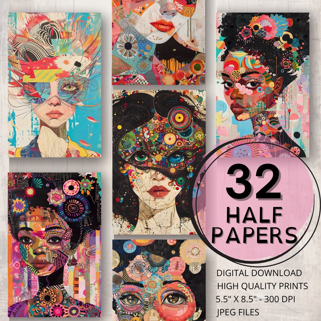 Abstract Woman Journal Half Papers Printable Pages Ephemera ...
