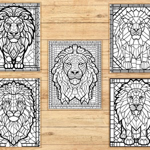 Stained Glass Lion Pattern Coloring Page, 15 Printable Pages, PDF, JPEG ...