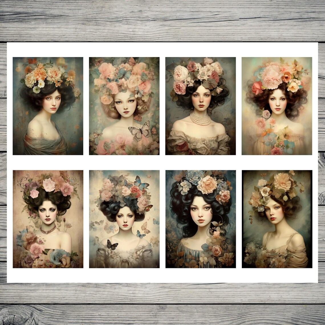 Victorian Women Printable Junk Journal Cards ATC Card Making Crafting ...