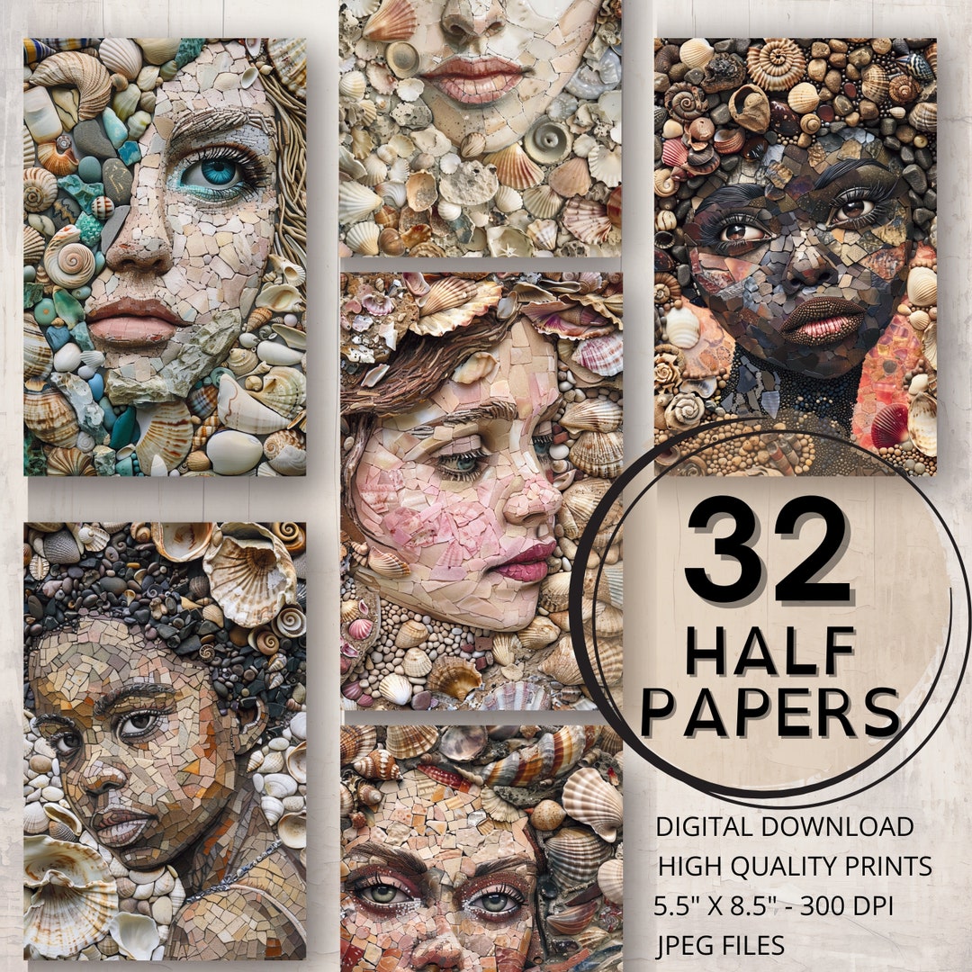 Girls Made of Shells Sand Pebbles Journal Half Papers Printable Pages ...