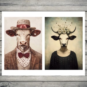 Cow Printable Junk Journal Cards ATC Card Making Surreal Art Cow ...