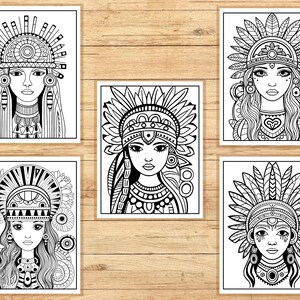 Women and Headdress Coloring Page, 15 Printable Coloring Pages ...