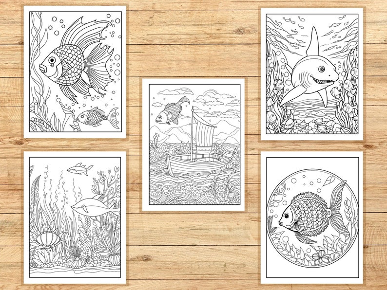 Ocean Sea Creatures Coloring Pages 20 Printable Ocean Themed - Etsy