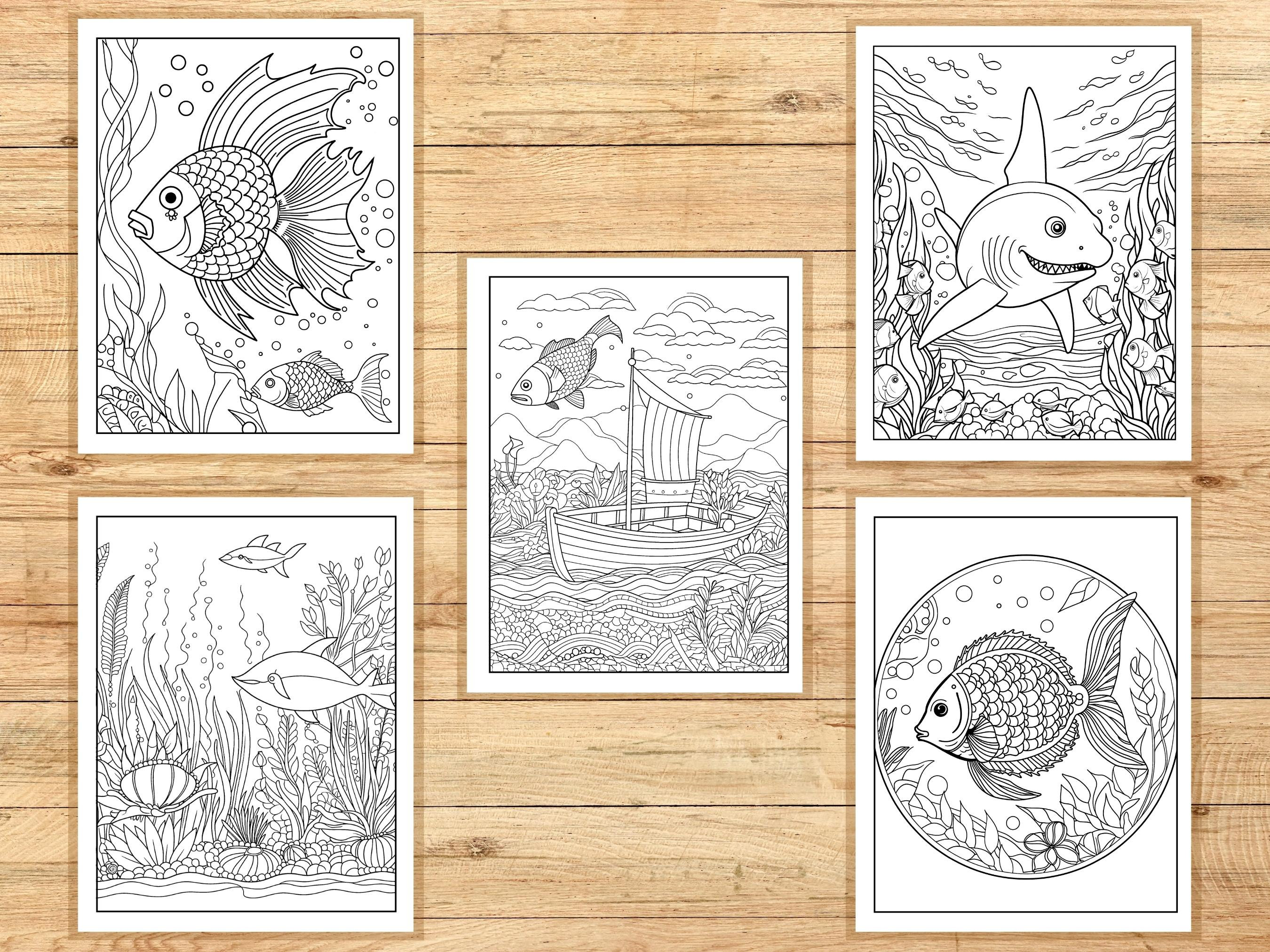 Ocean Sea Creatures Coloring Pages, 20 Printable Ocean Themed Coloring ...