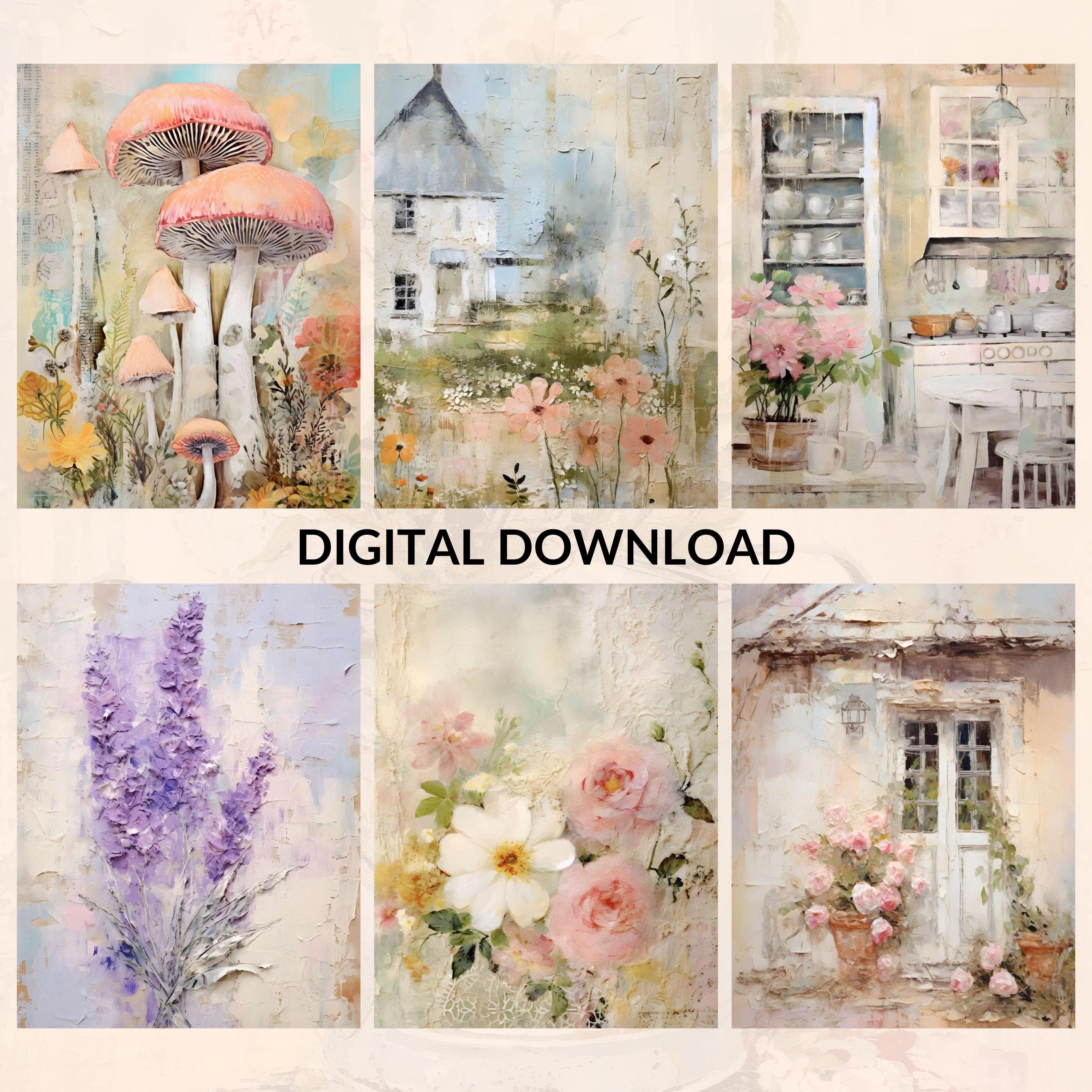 Cottagecore Junk Journal Paper BIG BUNDLE Digital Papers Pack ...