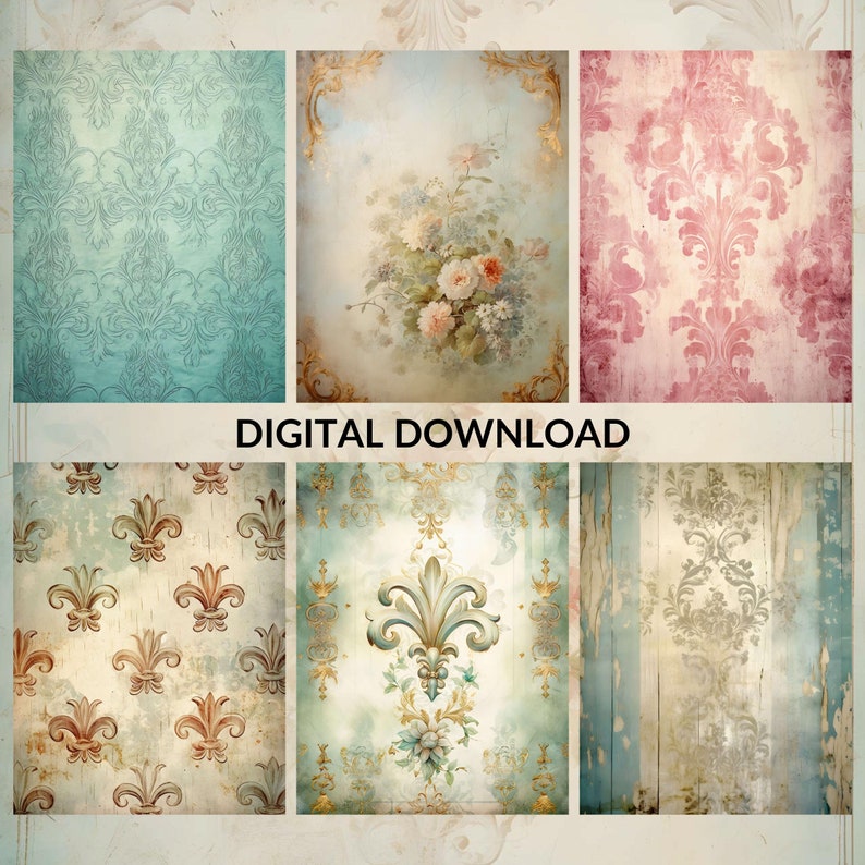 French Wallpaper Junk Journal Paper BIG BUNDLE Digital Papers Pack ...