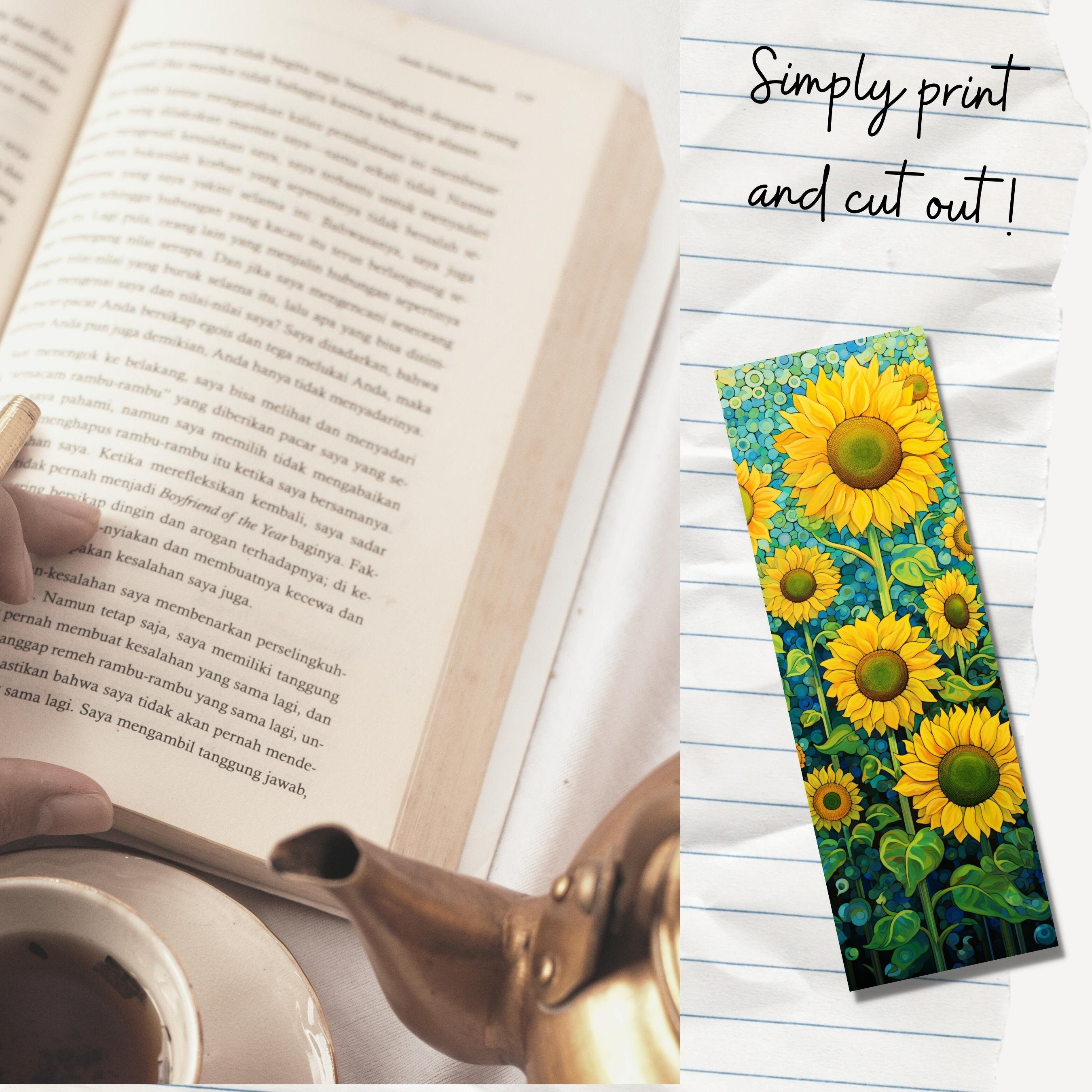 Sunflower Field Bookmark Printable Bookmarks Floral Landscape - Etsy