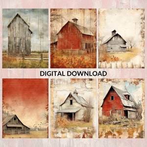 Barn Junk Journal Paper BIG BUNDLE Digital Papers Pack Collage ...