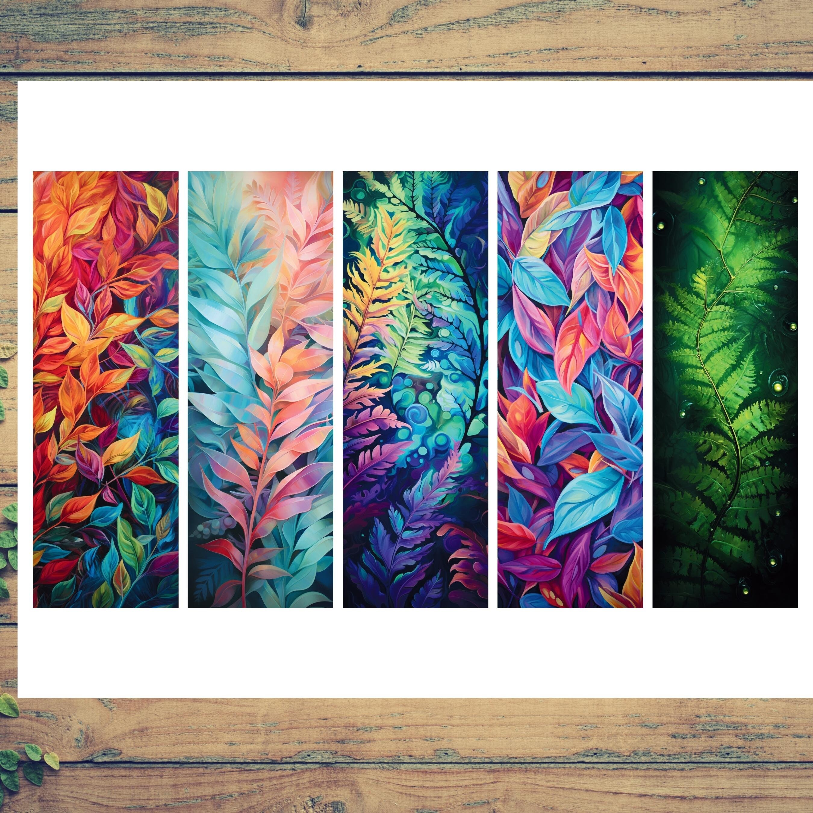 Colorful Leaves Bookmarks Printable Bookmark Colorful Leaf - Etsy